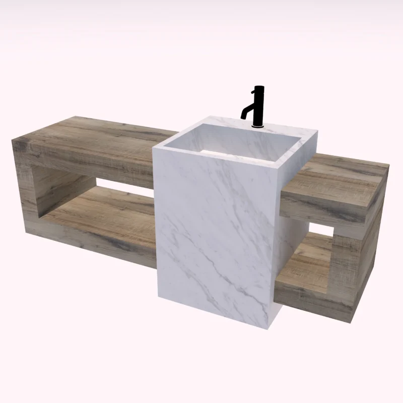 Wall hung wash basin with U-shaped side shelf - FUTURE ART BUILDING ...
